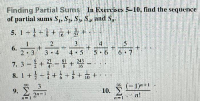 Solved 3 + + + Finding Partial Sums In Exercises 5–10. find | Chegg.com