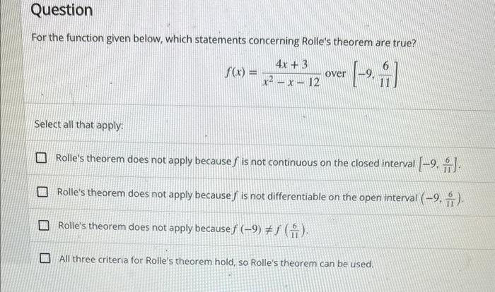 Solved For the function given below, which statements | Chegg.com