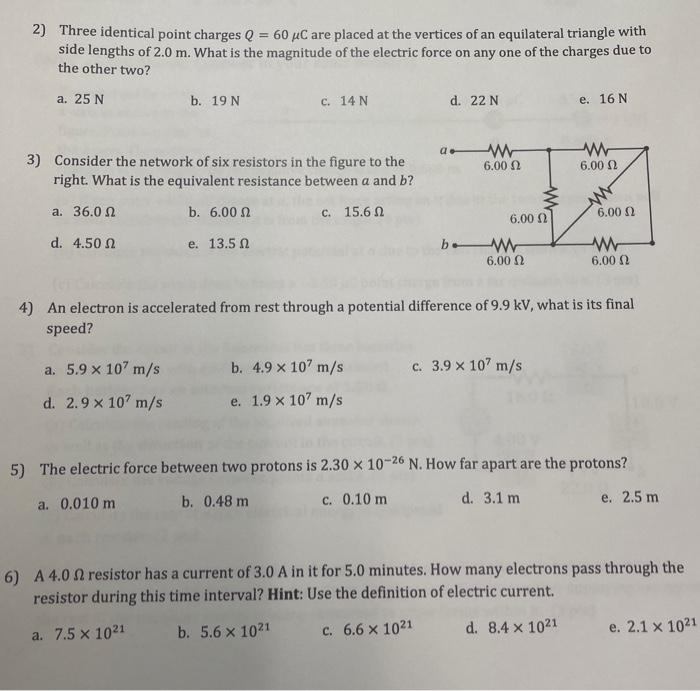 Solved 2) Three identical point charges Q=60μC are placed at | Chegg.com