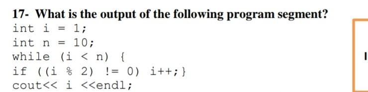 Solved 17- What is the output of the following program | Chegg.com