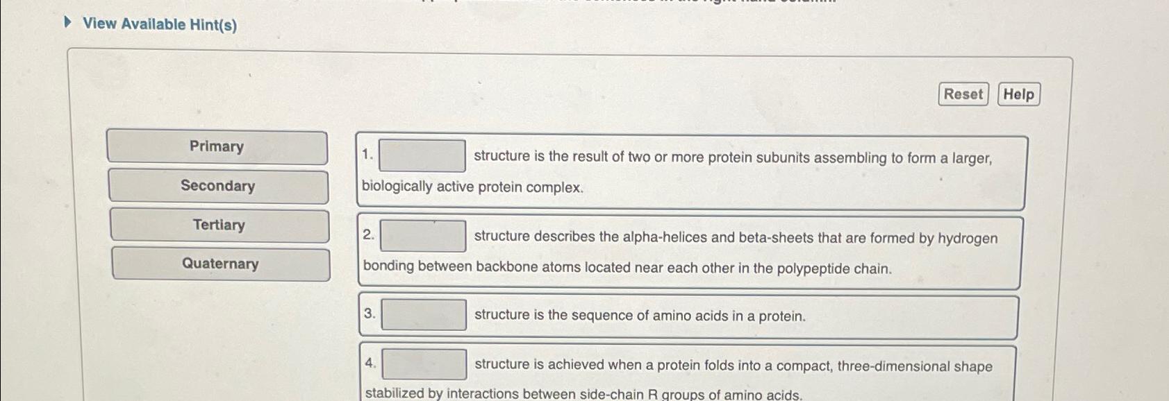 Solved View Available Hint(s)\table[[Primary,1.,structure is | Chegg.com