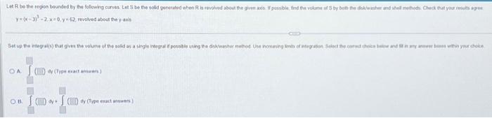 y=(x−3)3−2x=0,y=62, rivolved abour the y axin A ay | Chegg.com