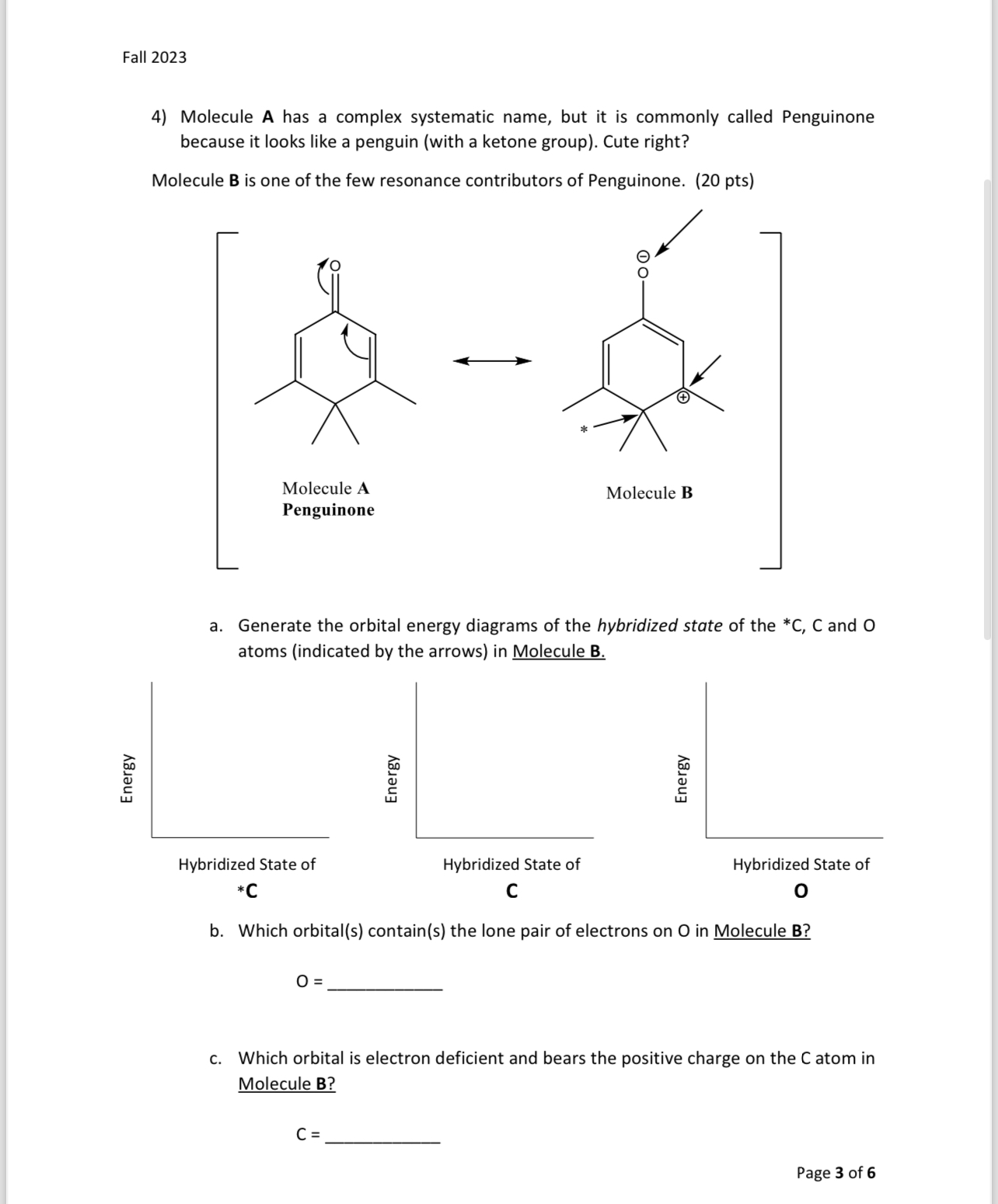Solved Fall 2023Molecule A has a complex systematic name, | Chegg.com