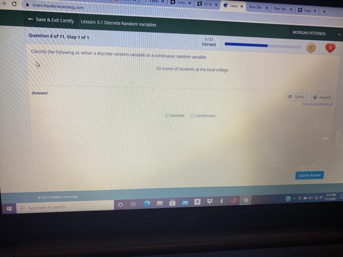 Solved learn.hawkeslearning.com DX Leo New Cab X Save & Exit | Chegg.com