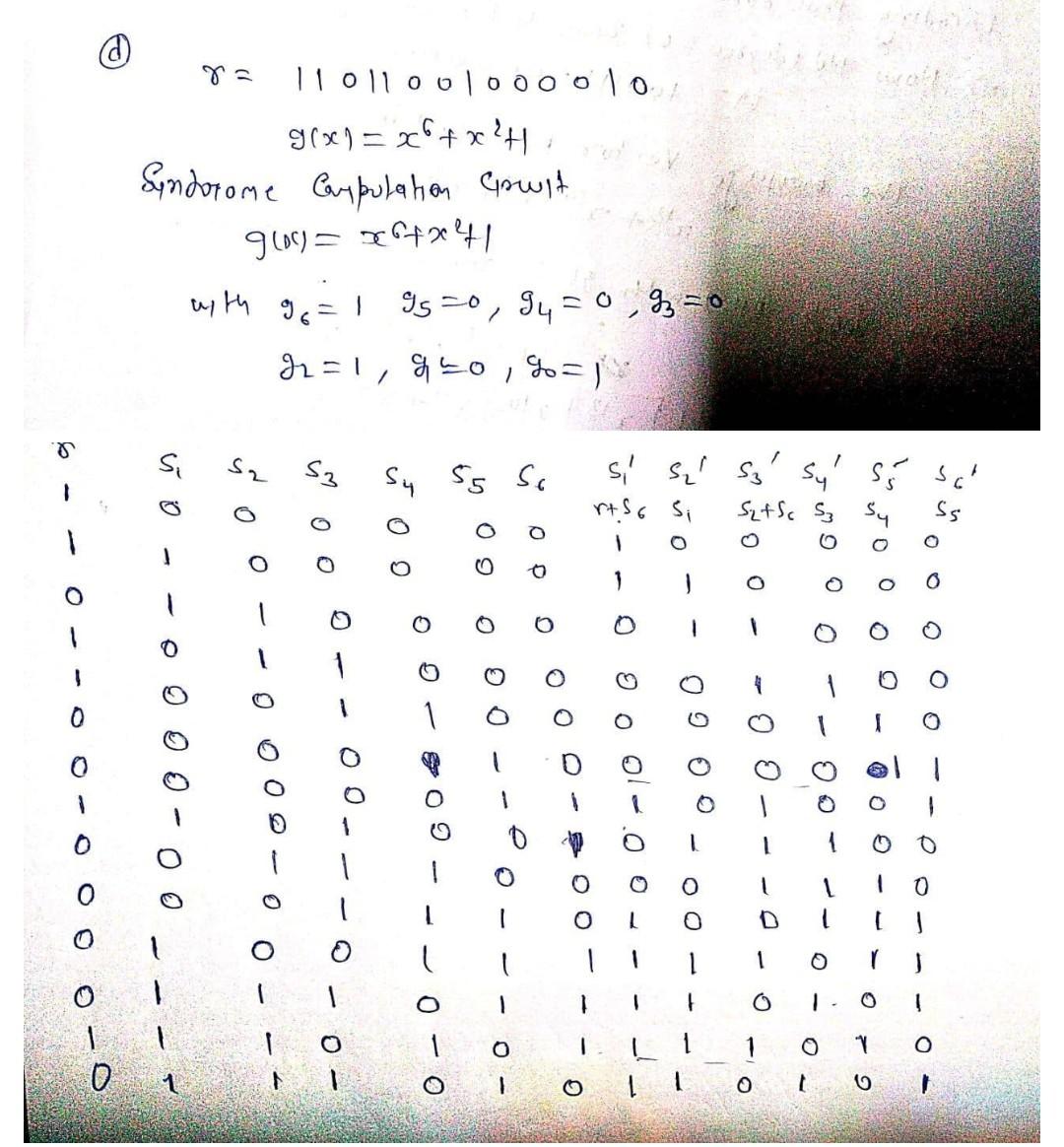 Solved Q2. A binary linear cyclic block code with a code | Chegg.com