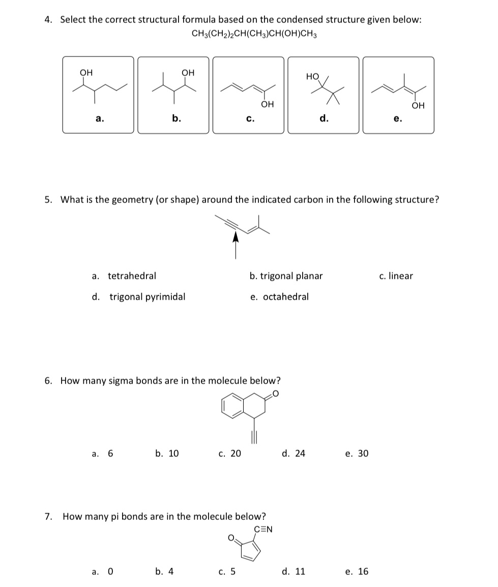 Solved Select the correct structural formula based on the | Chegg.com