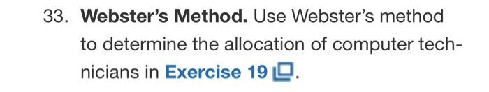 Solved 33. Webster's Method. Use Webster's method to | Chegg.com