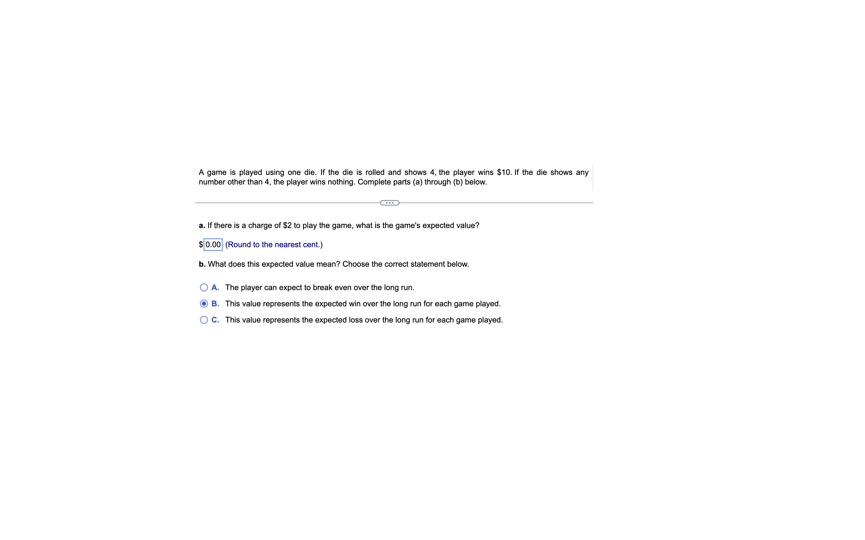 Solved A game is played using one die. If the die is rolled | Chegg.com