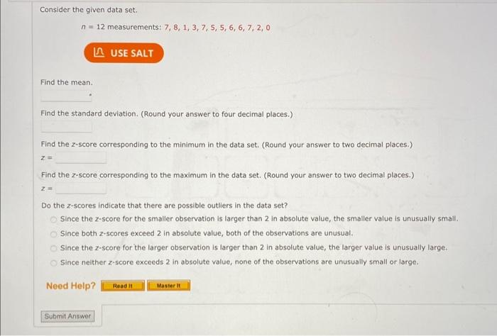 Consider the given data set. n=12 measurements: | Chegg.com