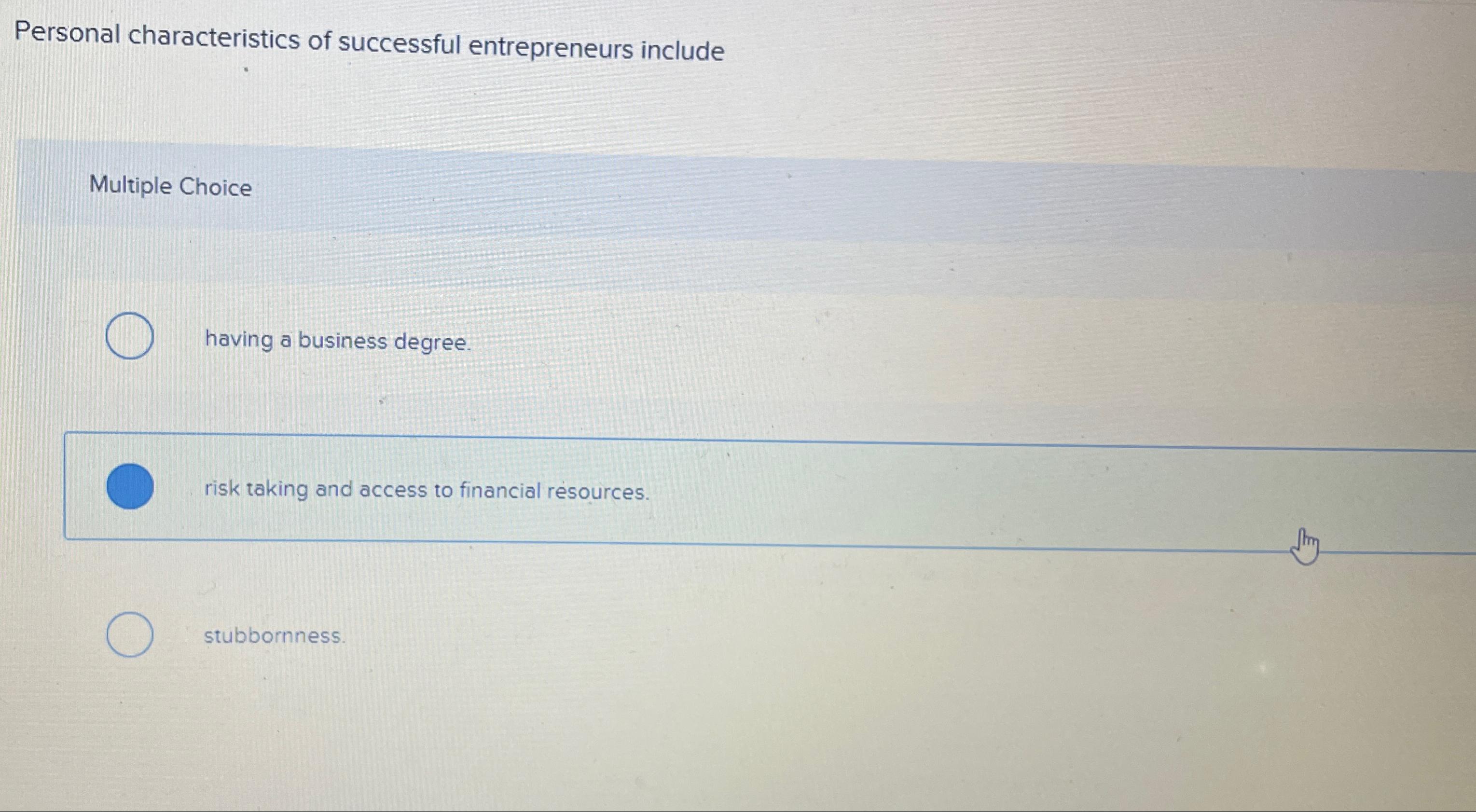 Solved Personal characteristics of successful entrepreneurs | Chegg.com