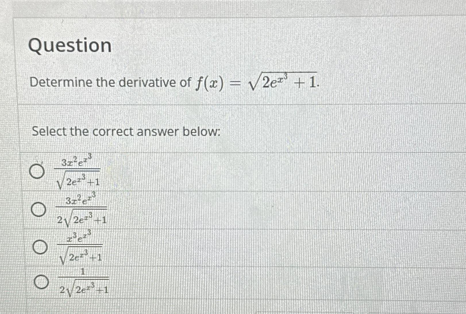 QuestionDetermine the derivative of | Chegg.com