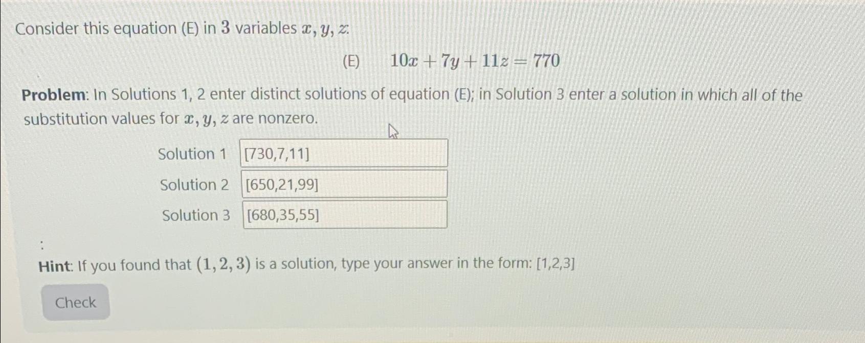 Solved Consider This Equation E ﻿in 3 ﻿variables 