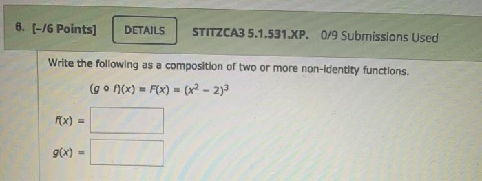 Solved 6. [-16 Points] DETAILS STITZCA3 5.1.531.XP. 0/9 | Chegg.com