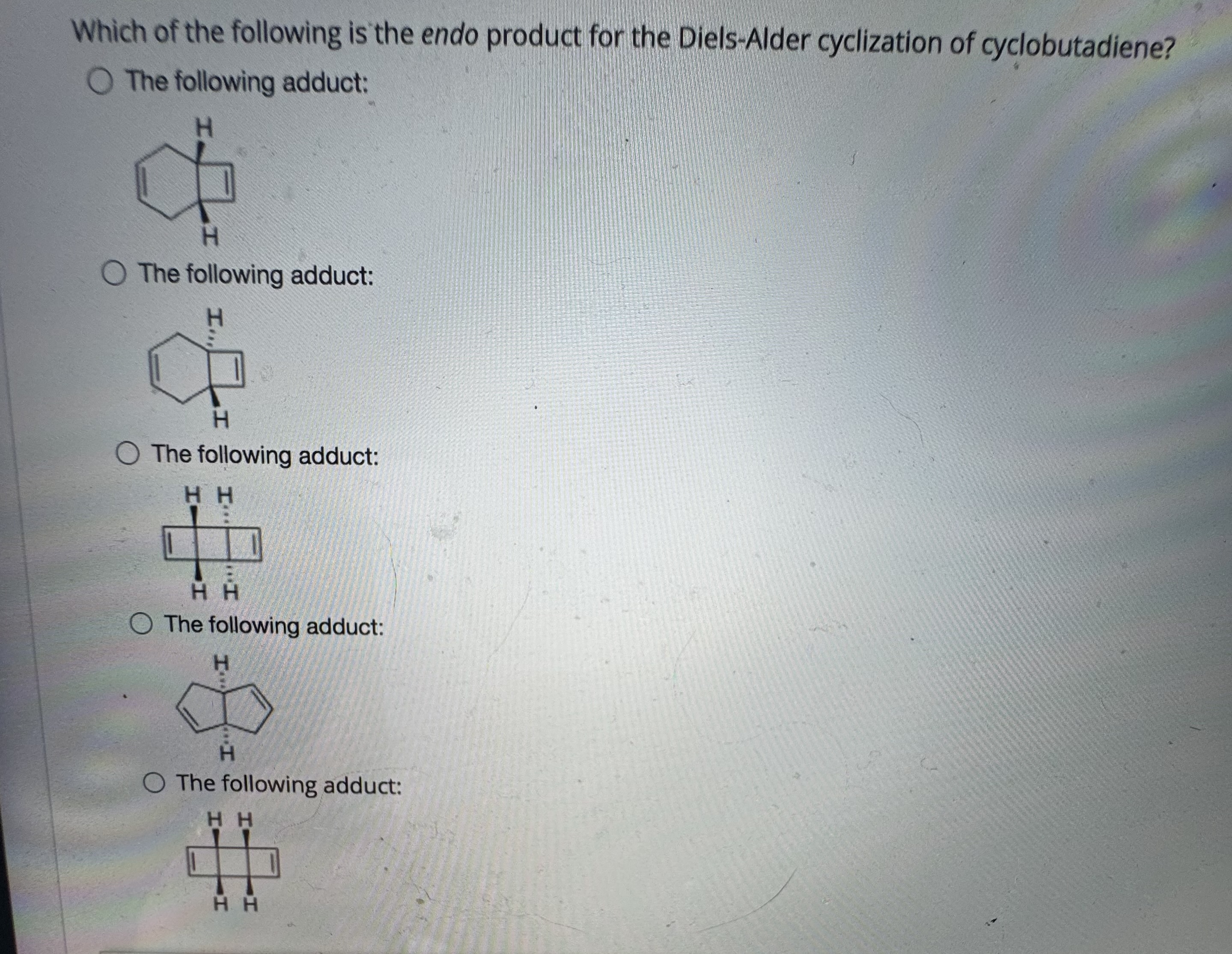 Solved Which of the following is the endo product for the | Chegg.com
