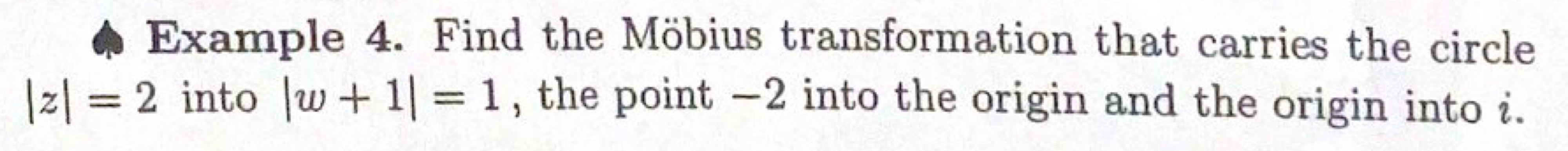 Solved Example 4. ﻿Find the Möbius transformation that | Chegg.com