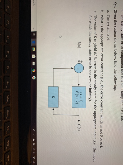 Solved D. The steady-state error component due to a unit | Chegg.com