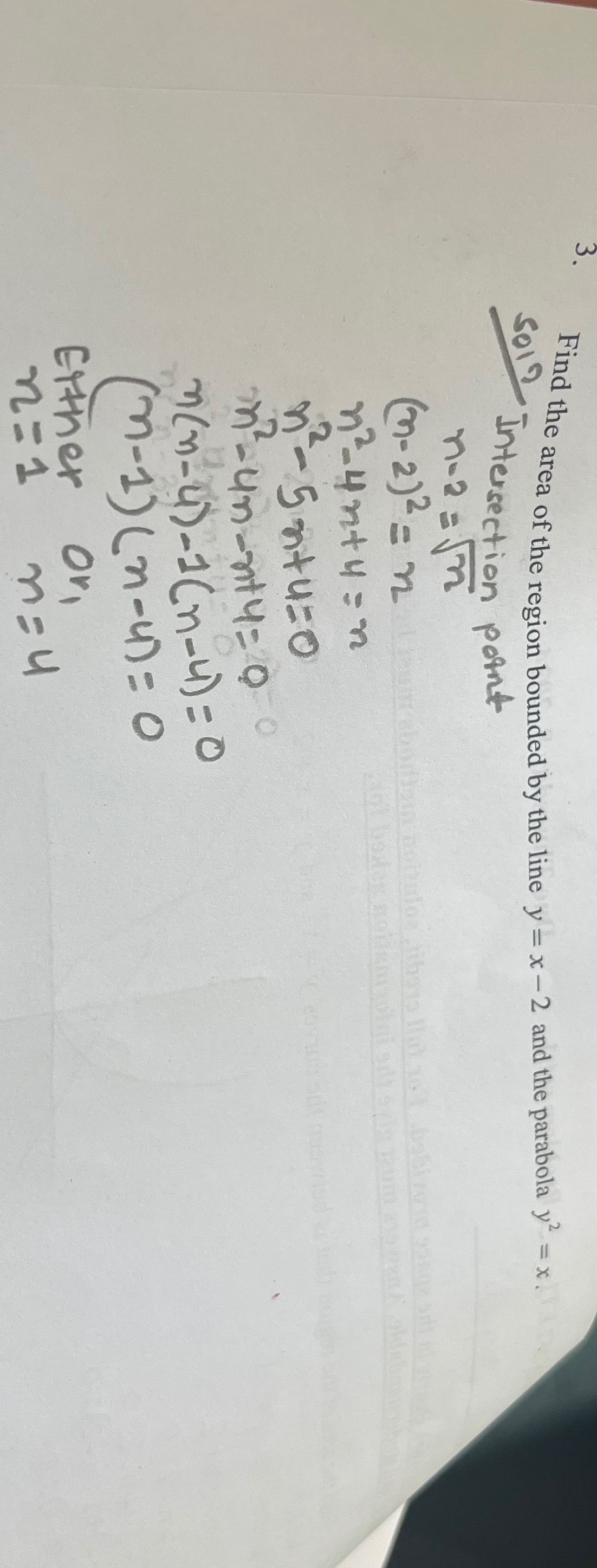 Solved Find the area of the region bounded by the line y=x-2 | Chegg.com