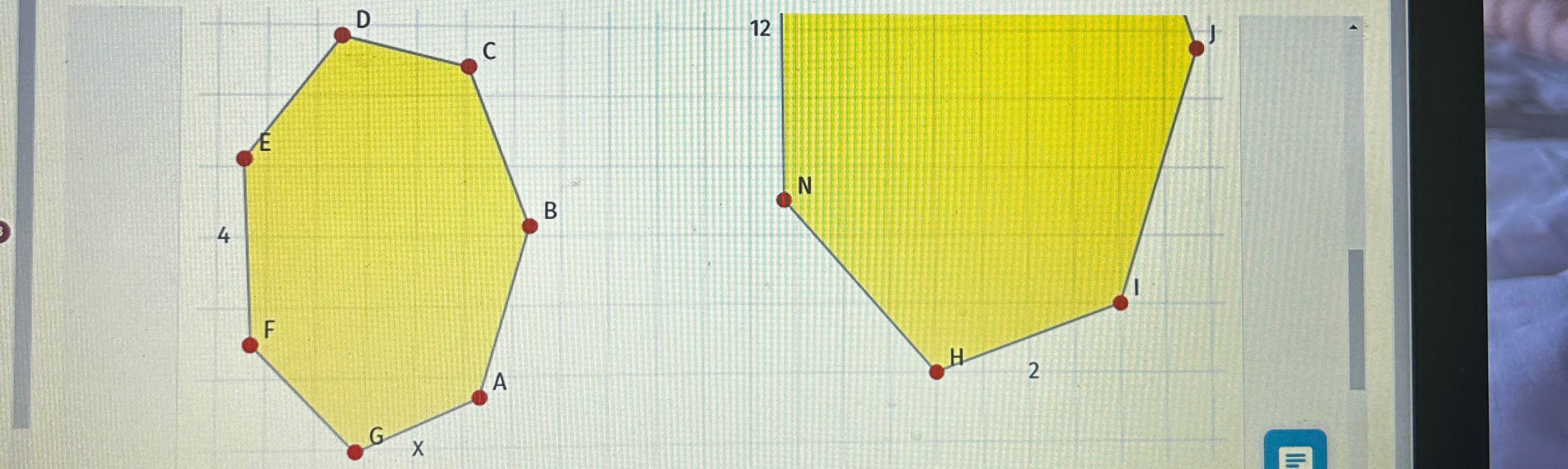 Solved If heptagons ABCDEFG and IJKLMNH areSimilosr solve | Chegg.com