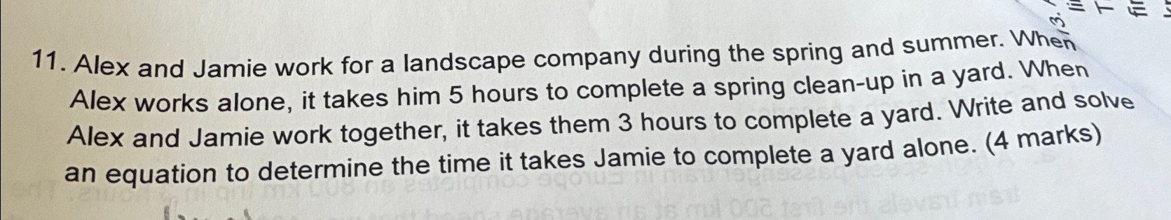 Solved Alex and Jamie work for a landscape company during | Chegg.com