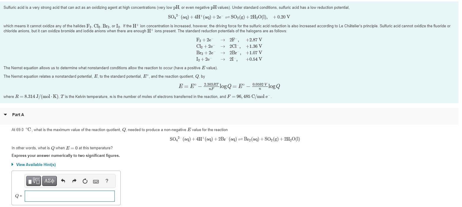 Solved what is the maximum value of the reaction quotient, | Chegg.com