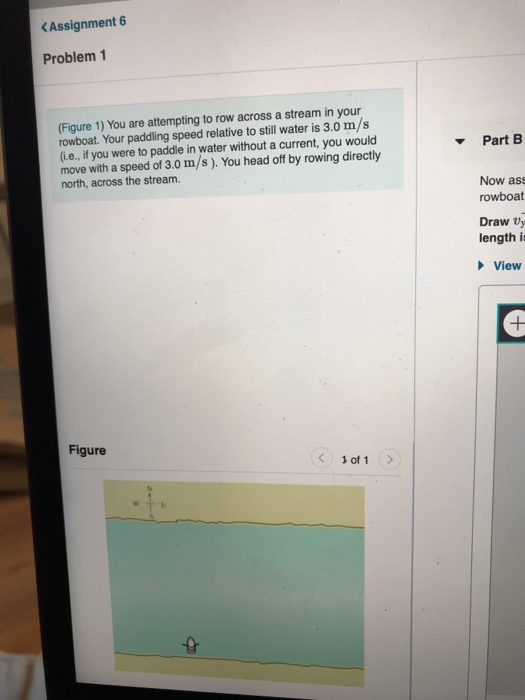 Solved Part B Now assume that the stream flows east at 4.0 | Chegg.com
