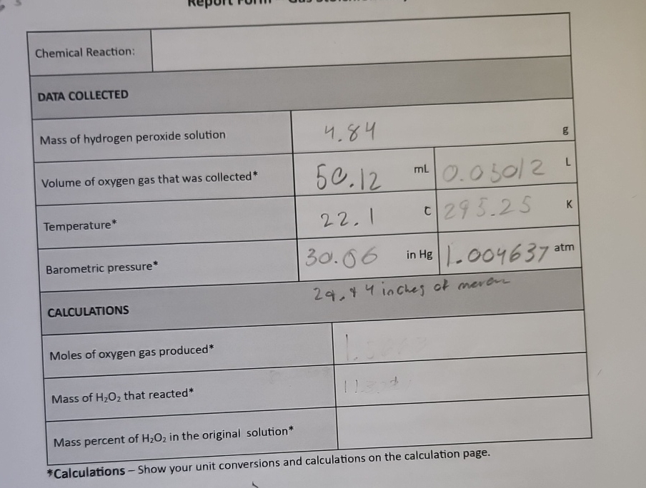 Solved Calculations - ﻿Show your unit conversions and | Chegg.com