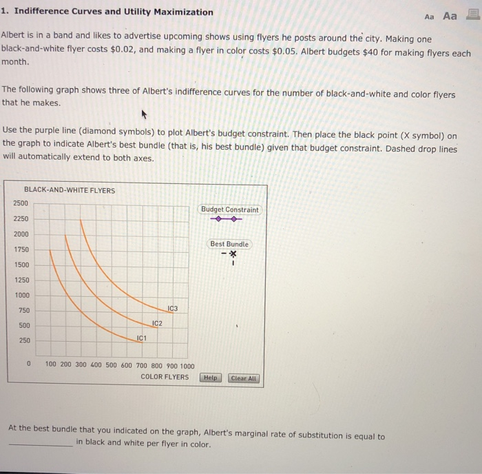 Solved 1. Indifference Curves and Utility Maximization Aa Aa | Chegg.com
