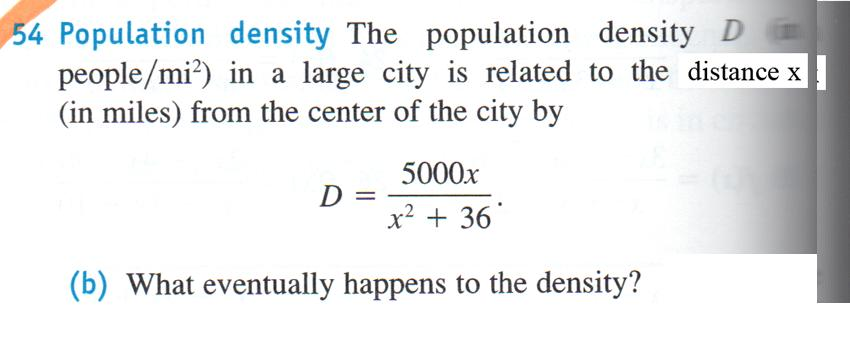 Solved Population density The population density D (in | Chegg.com