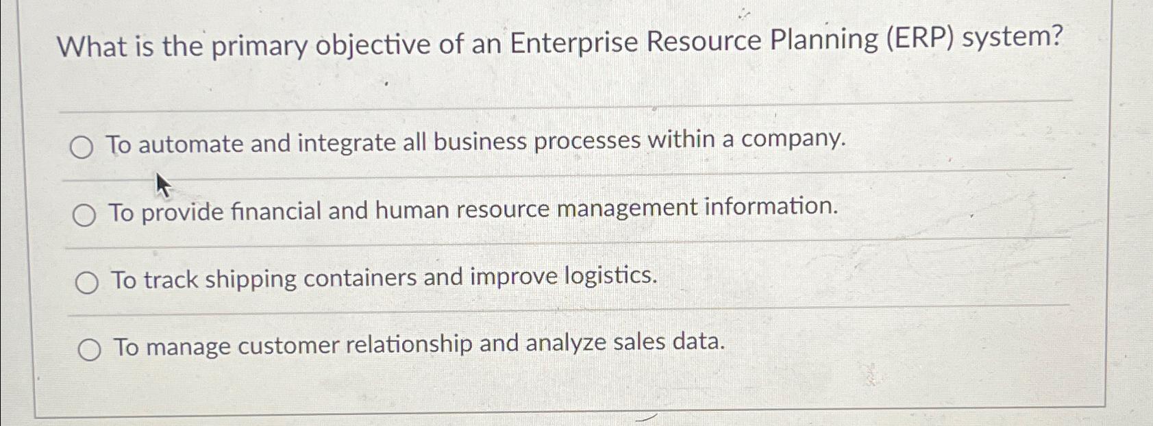 Solved What is the primary objective of an Enterprise | Chegg.com