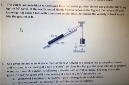Solved The 250 lb concrete block A is released from rest in | Chegg.com