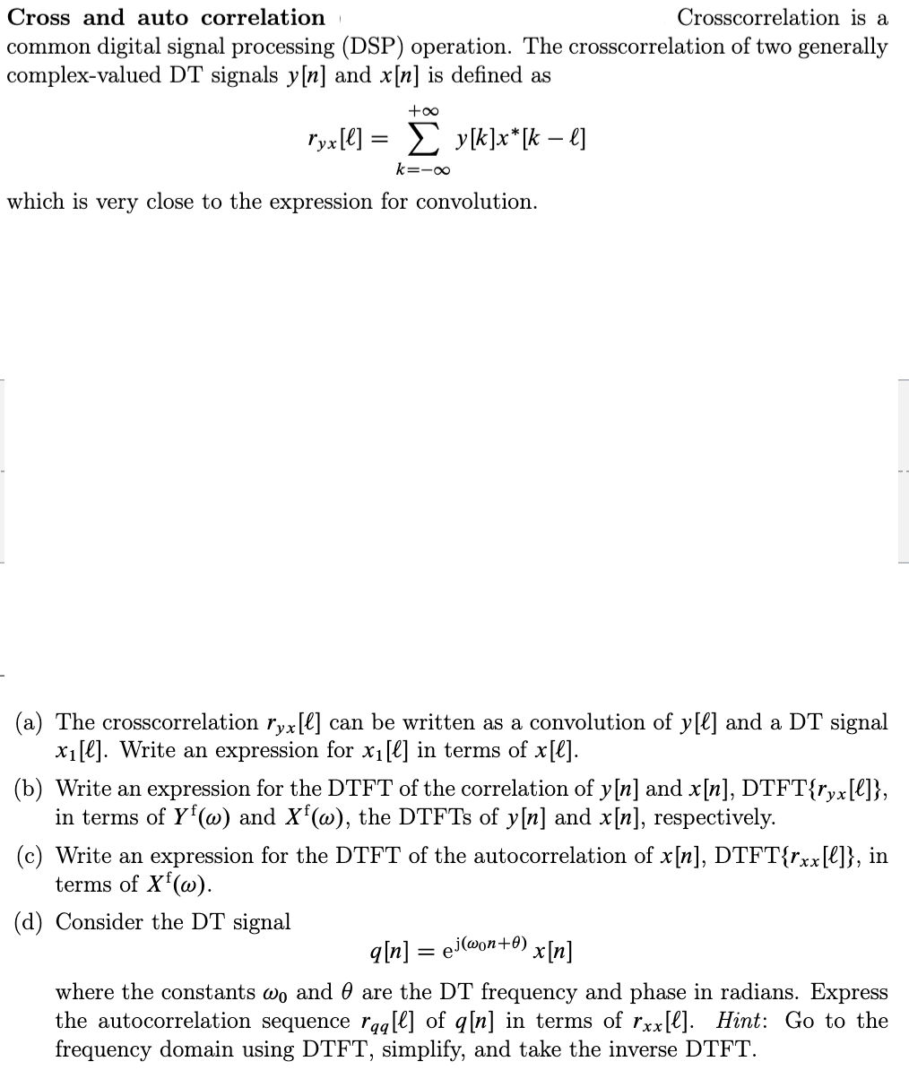 Solved Cross And Auto Correlation crosscorrelation Is