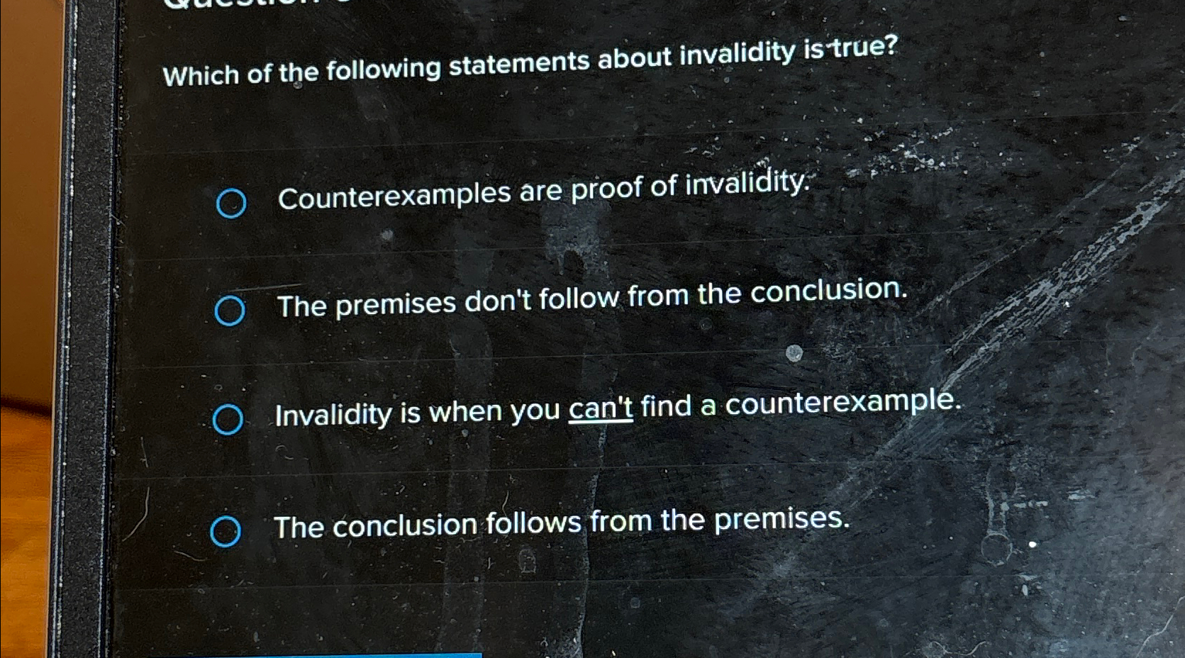 Solved Which of the following statements about invalidity is | Chegg.com