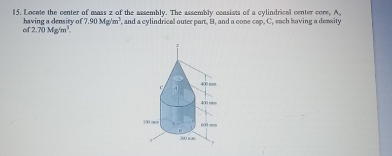 Solved Locate the center of mass z of the assembly. The | Chegg.com