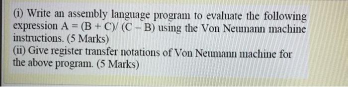 Solved (1) Write an assembly language program to evaluate | Chegg.com