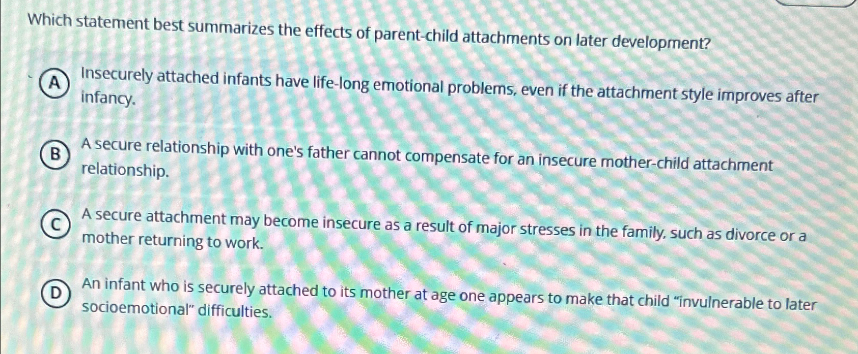 Solved Which statement best summarizes the effects of | Chegg.com