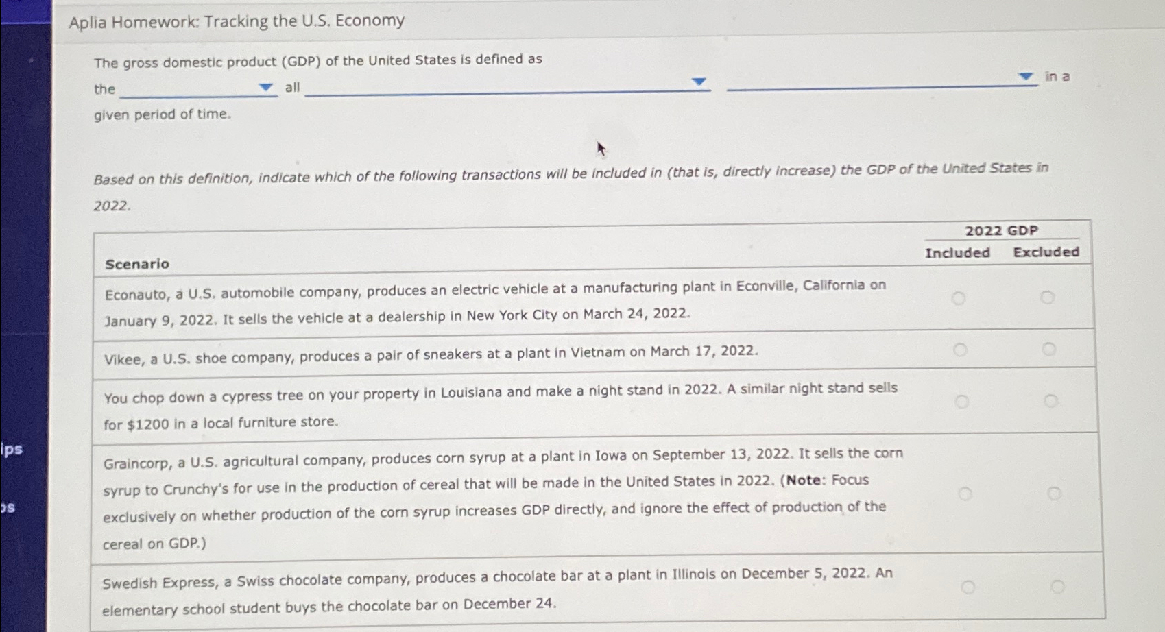 Solved Aplia Homework: Tracking the U.S. ﻿EconomyThe gross | Chegg.com
