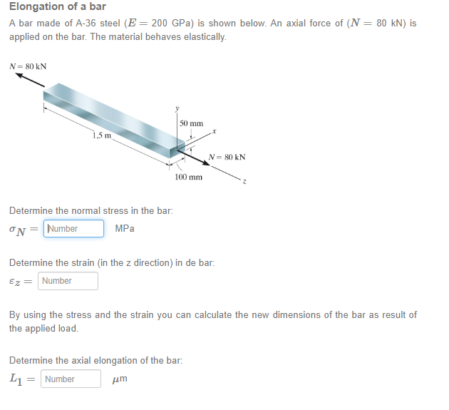 Solved Elongation of a barA bar made of A-36 ﻿steel | Chegg.com