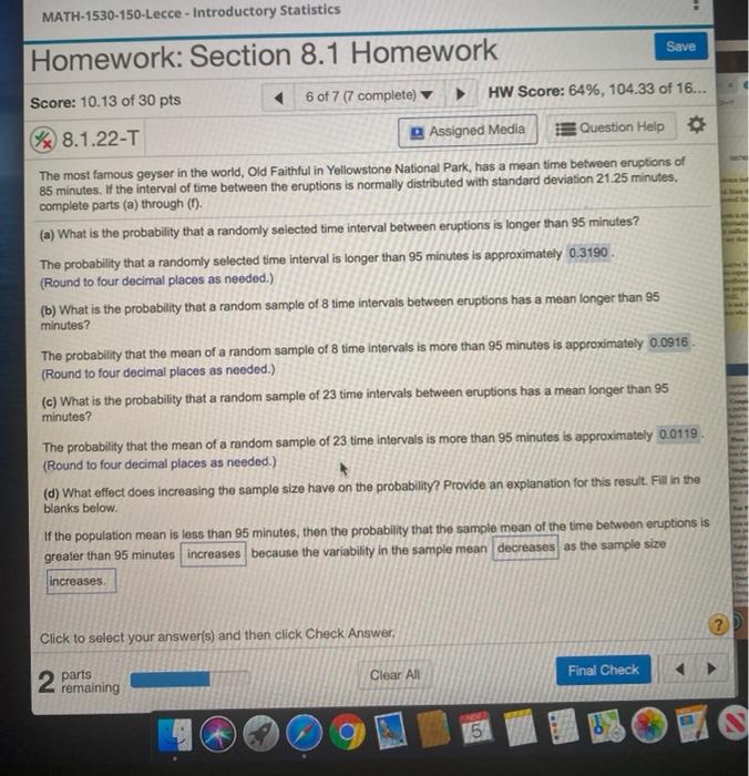 Solved MATH-1530-150-Lecce - Introductory Statistics Save | Chegg.com