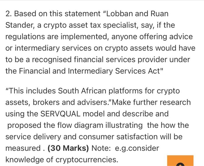 Solved 2. Based on this statement "Lobban and Ruan Stander, | Chegg.com