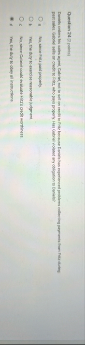 Solved Question 24 (2 ﻿points)Daniels orders his sales | Chegg.com