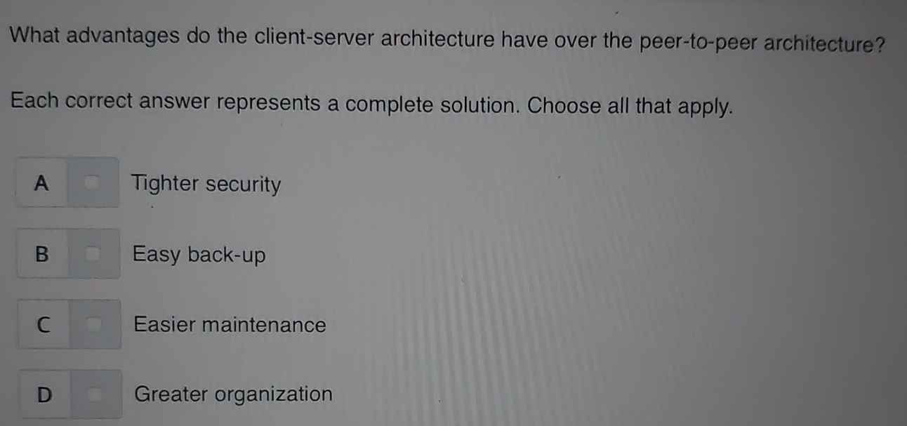 Solved What advantages do the client-server architecture | Chegg.com