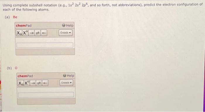 Solved Using Complete Subshell Notation Eg 1s22s22p6 