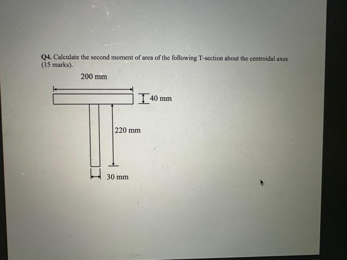 Solved Q4. Calculate the second moment of area of the | Chegg.com