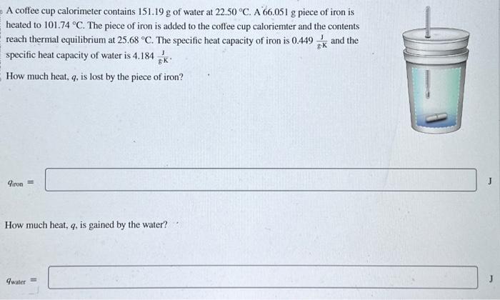 Solved A coffee cup calorimeter contains 151.19 g of water | Chegg.com