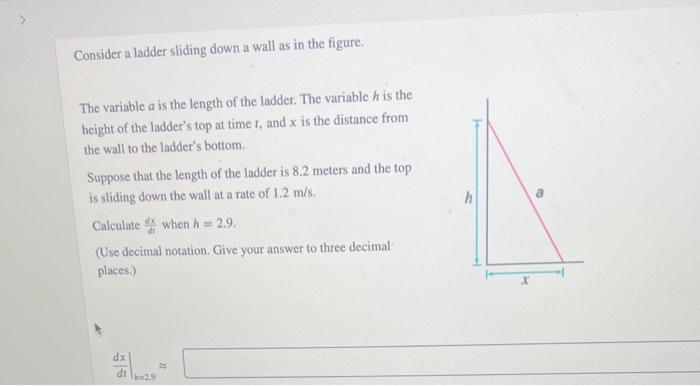 Solved The variable a is the length of the ladder. The | Chegg.com