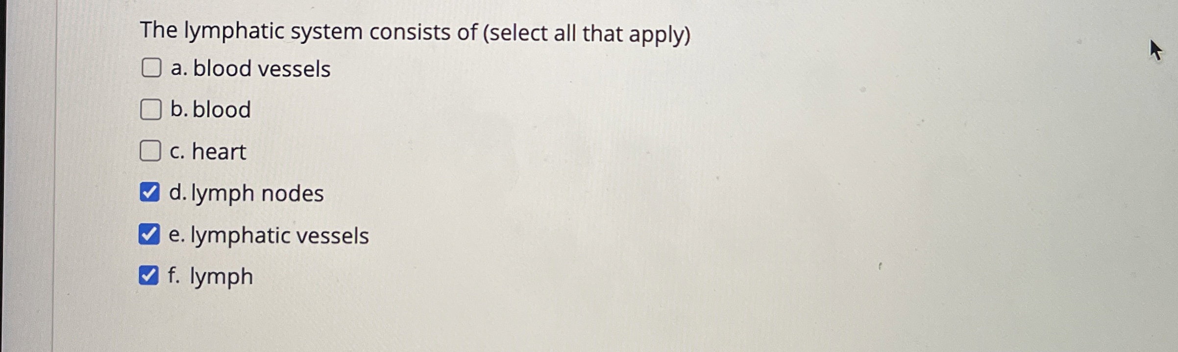 Solved The lymphatic system consists of (select all that | Chegg.com