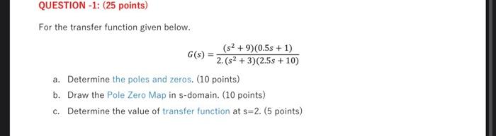Solved For the transfer function given below. | Chegg.com