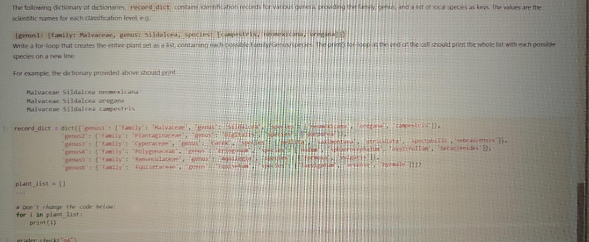 Solved Transcribed text: The following dictionary of | Chegg.com