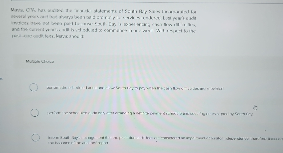 Solved Mavis, CPA, has audited the financial statements of | Chegg.com
