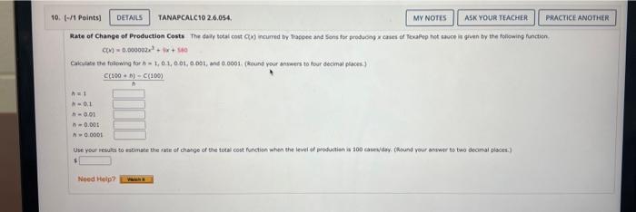 c(y)=0.0000a2x2+4x+140 Cakulate the foldewing for | Chegg.com